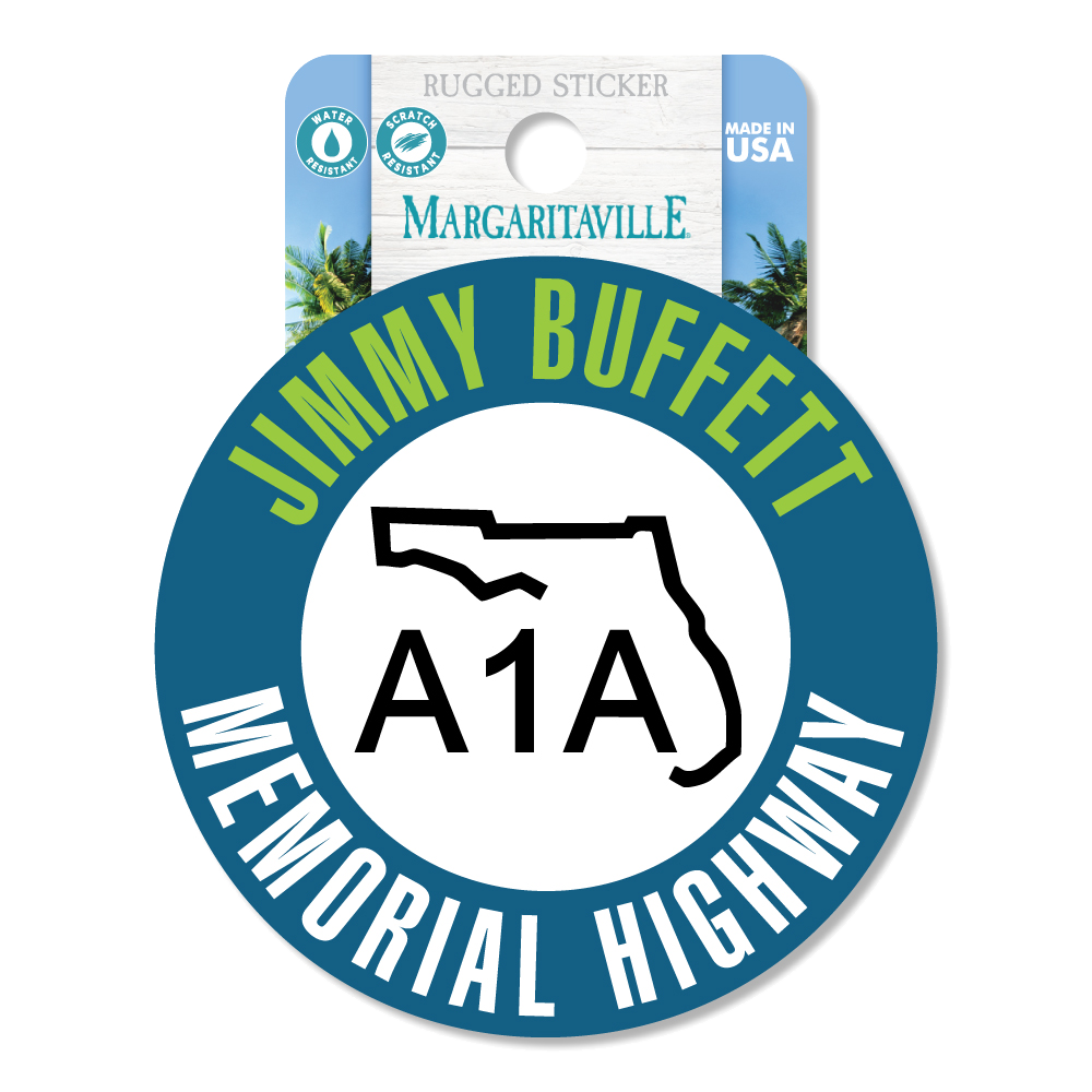 A1A Jimmy Buffett Memorial Highway Sticker – Margaritaville Store